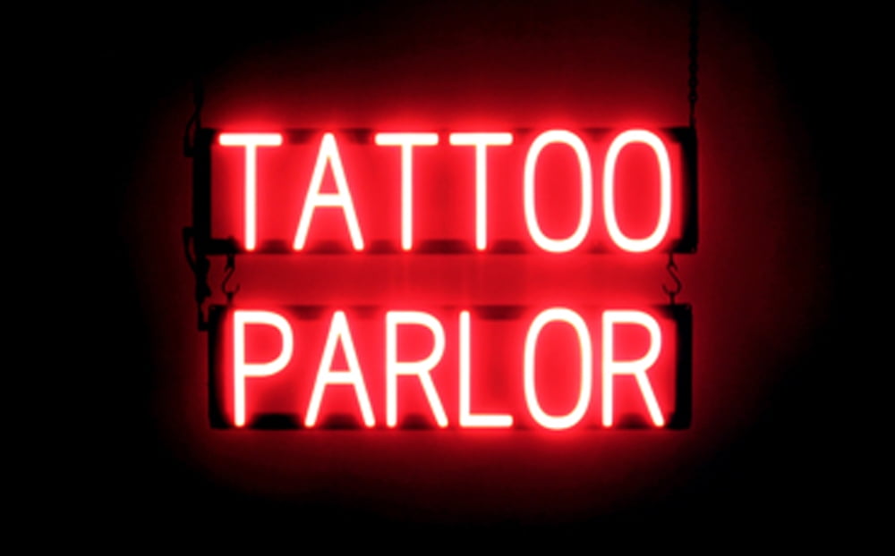 SpellBrite TATTOO PARLOR LED Sign for Business. 24.1" x 15.0" Red ...