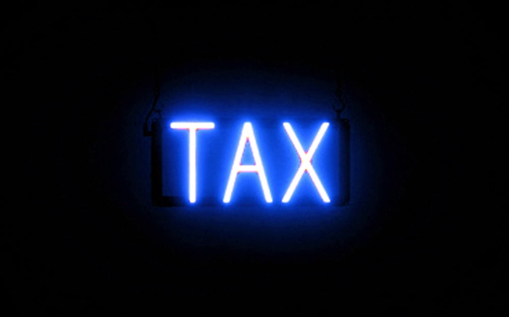 SpellBrite TAX LED Sign for Business. 14.0" x 6.3" Blue TAX Sign Has ...