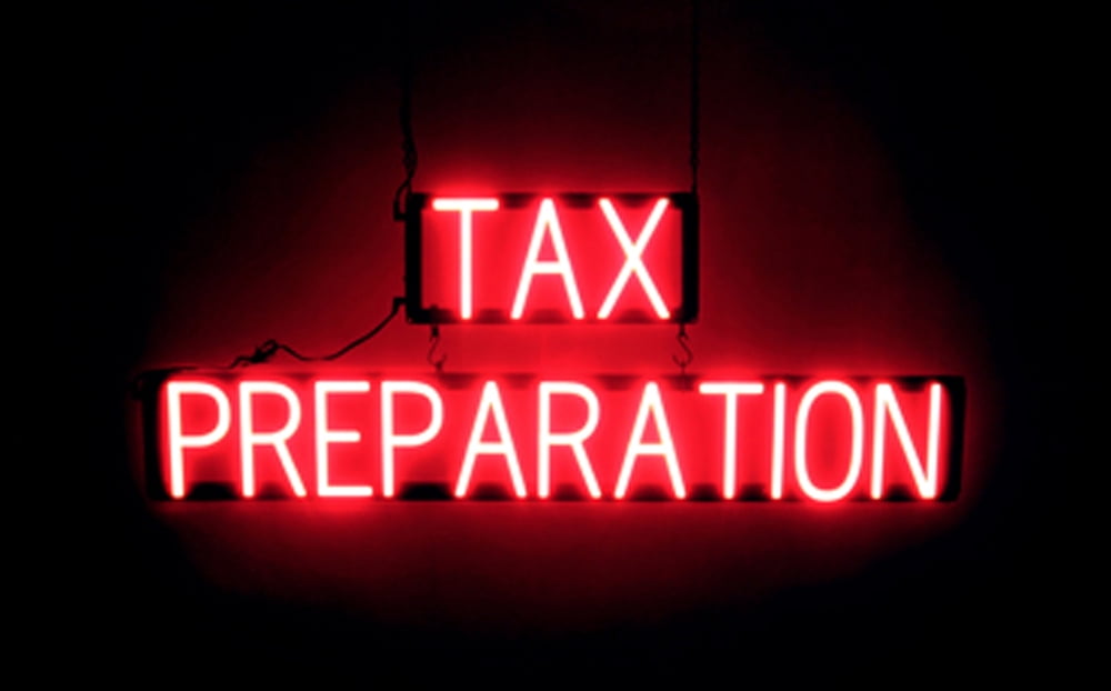 SpellBrite TAX PREPARATION LED Sign for Business. 40.2" x 15.0" Red TAX ...