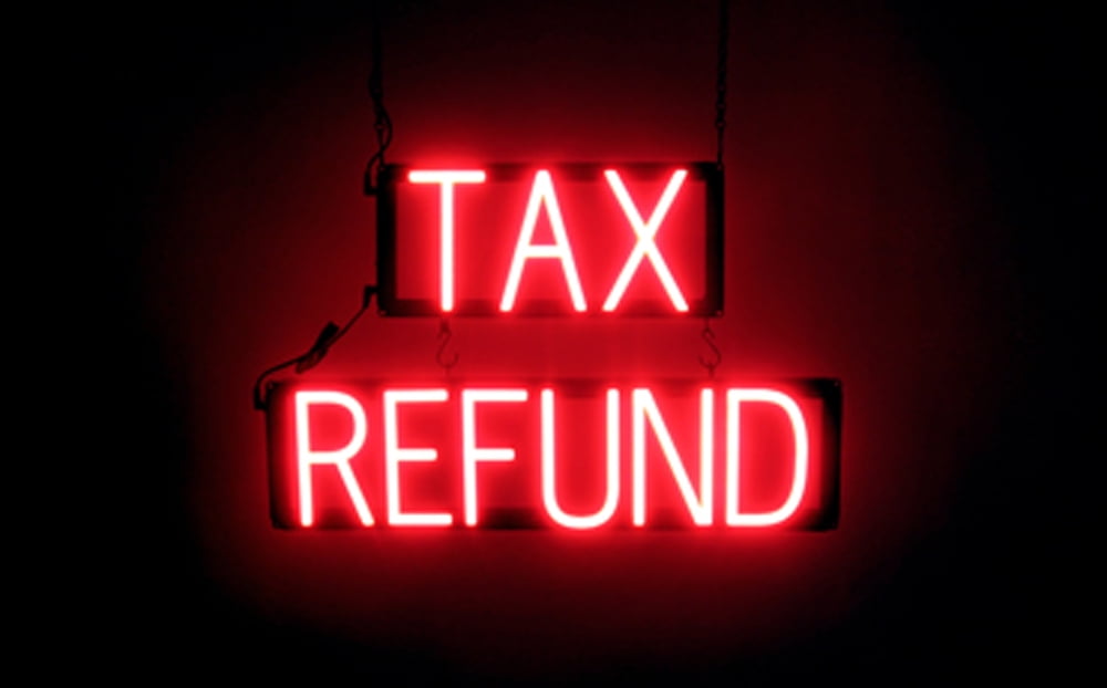 SpellBrite TAX REFUND LED Sign for Business. 23.5" x 15.0" Red TAX ...