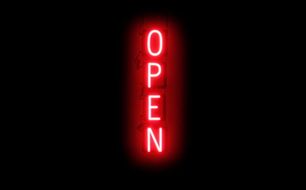 SpellBrite VERTICAL OPEN LED Sign for Business. 6.0" x 32.5" Red ...
