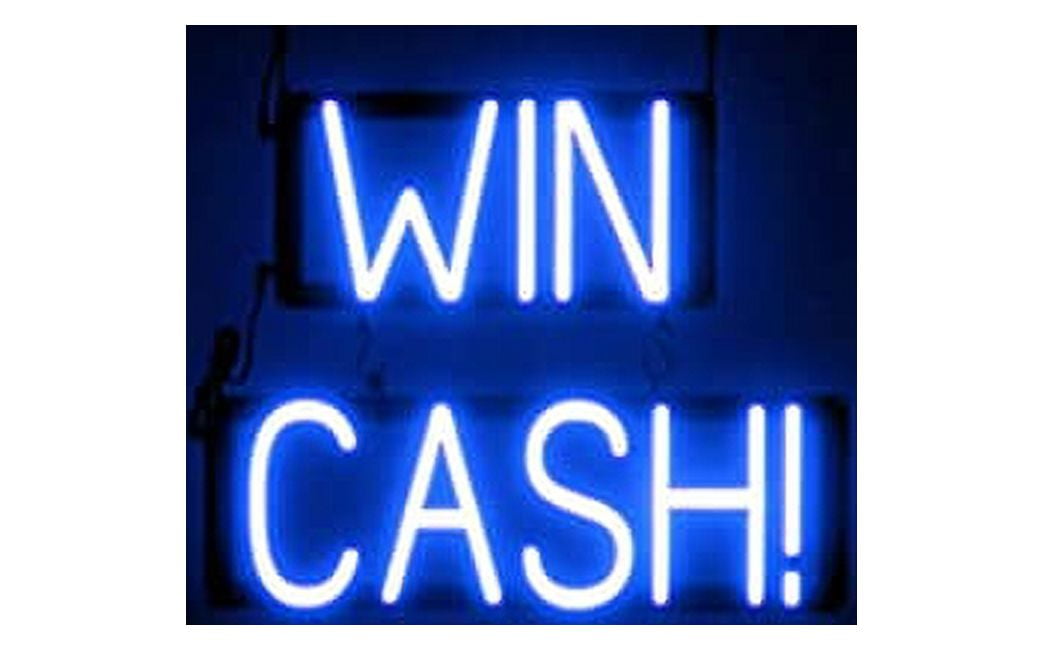 SpellBrite WIN CASH! LED Sign for Business. 18.6" x 15.0" Blue WIN CASH ...