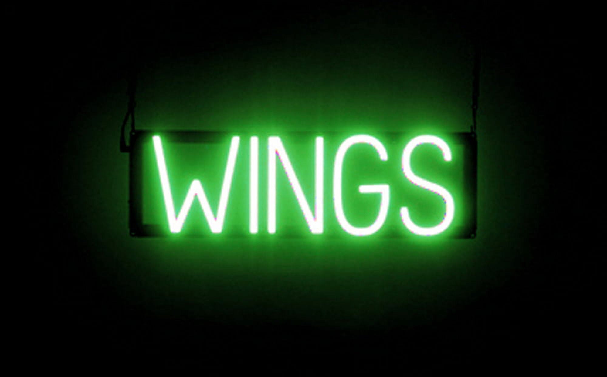 SpellBrite WINGS LED Sign for Business. 20.2" x 6.3" Green WINGS Sign ...