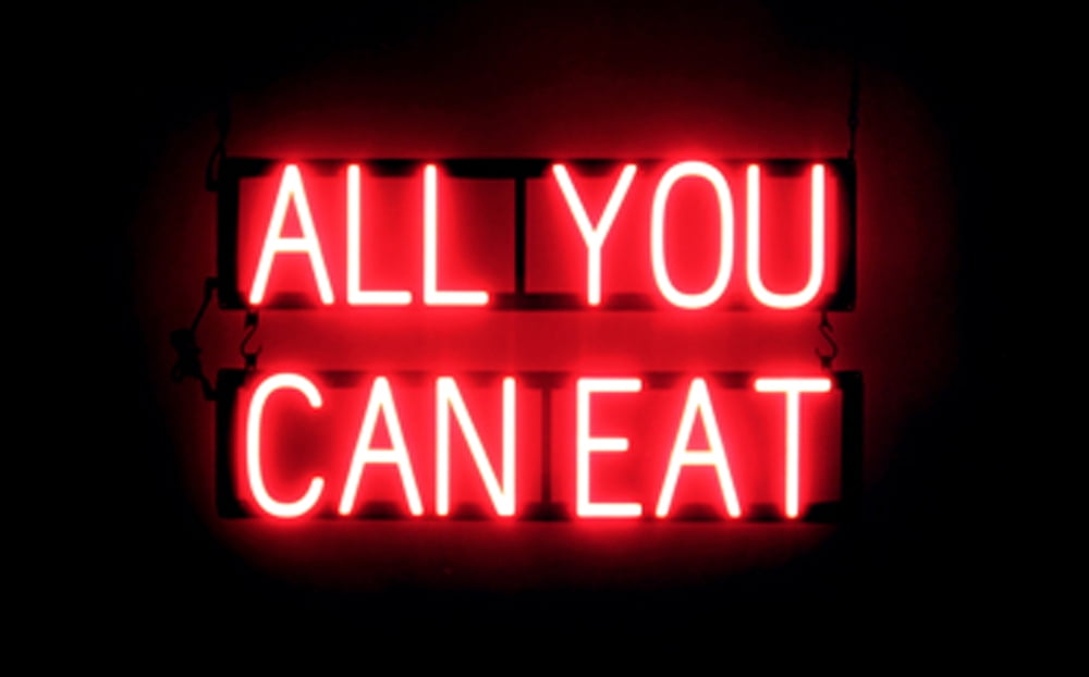 SpellBrite ALL YOU CAN EAT LED Sign for Business. 26.8" x 15.0" Red ALL ...