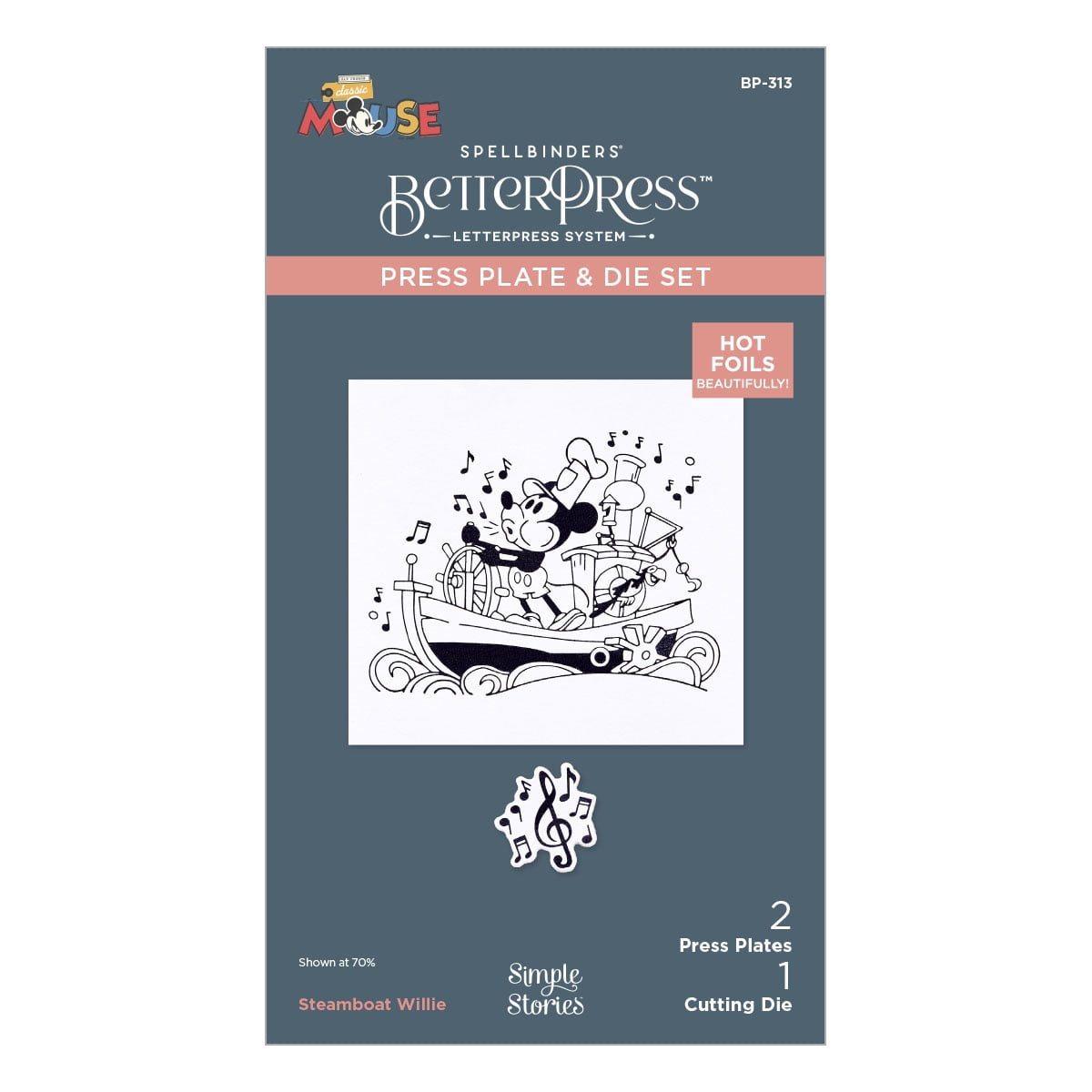 Spellbinders BetterPress Plate & Die Set-Steamboat Willie - Walmart.com