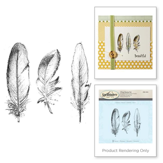 Spellbinders Cling Stamp 2.75"X1"-Feathers, Pk 2, Spellbinders ...