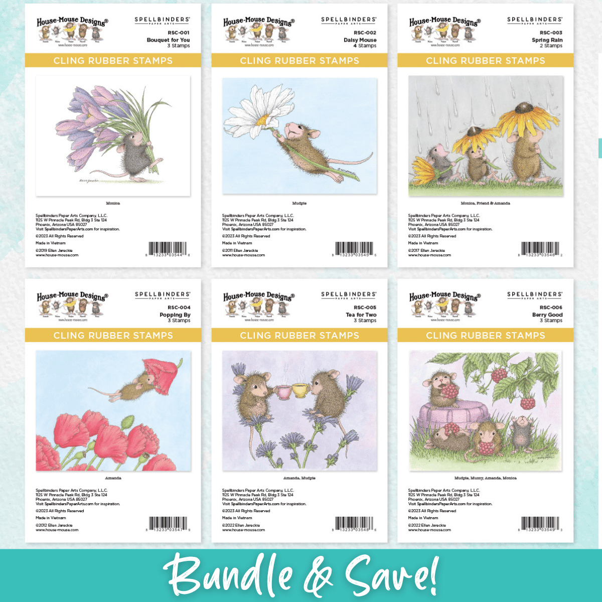 Spellbinders House-Mouse Spring Rubber Stamp Set 6 Piece - Walmart.com