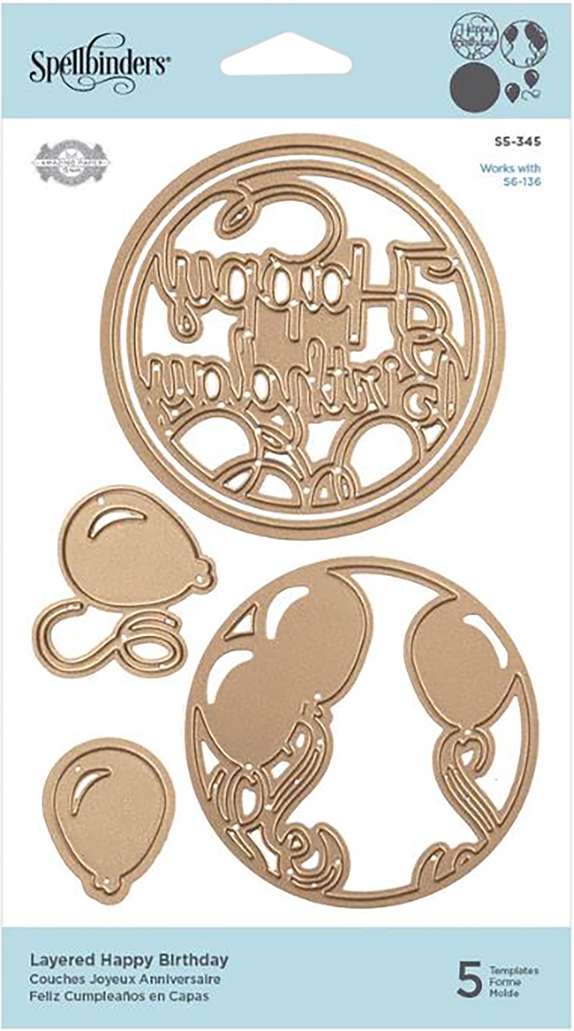 Spellbinders Shapeabilities Dies By Becca Feeken-Layered Happy Birthday ...