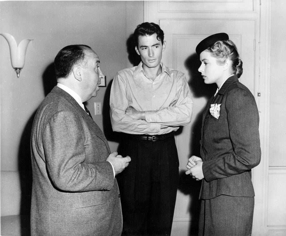 Spellbound, From Left, Director Alfred Hitchcock, Gregory Peck, Ingrid ...