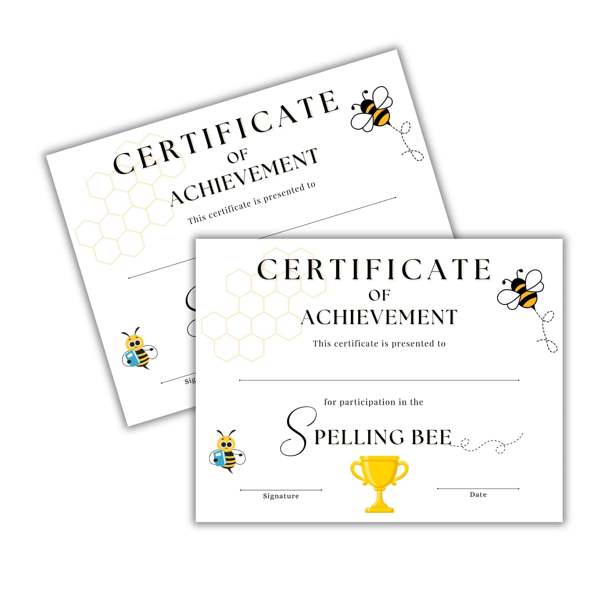Spelling Bee Certificate of Achievement Award 50pk 8.5x11 for Students ...