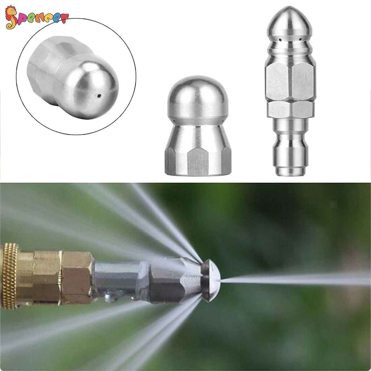 Stainless Steel Drain Cleaner 1/8" Pipe Cleaning Nozzle Stainless Steel ...