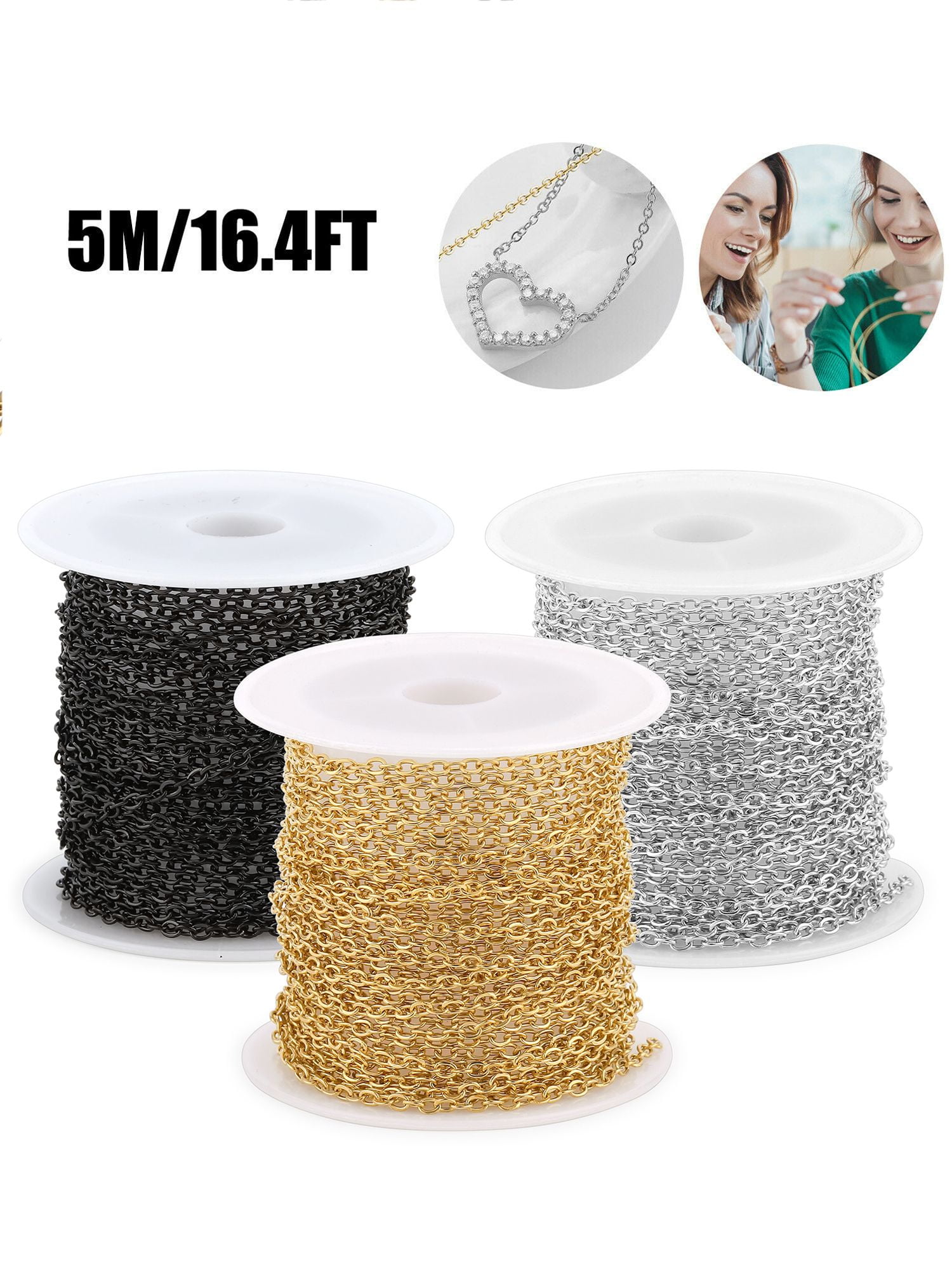 Spencer 16.4FT Stainless Steel Oval Shaped Thin Cable Link Chains for ...