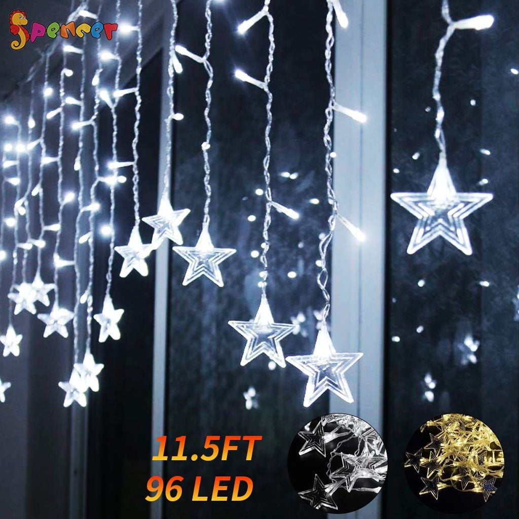 Spencer 16 Stars 96 LED Christmas Star Lights, Curtain String Lights ...