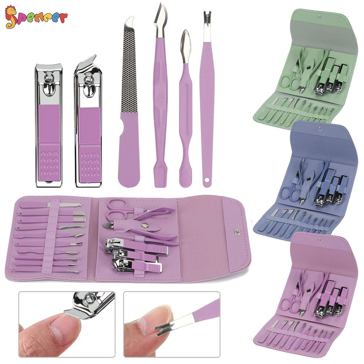 Spencer 16Pcs Professional Manicure Set, Nail Clipper Pedicure Kit ...