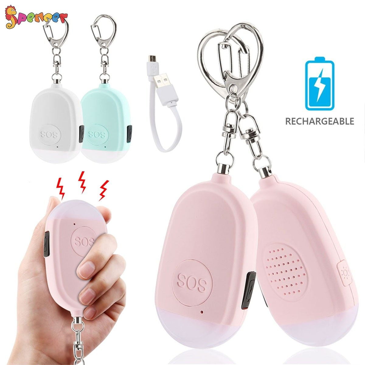Spencer 1PC Personal Alarm Siren Song - 130dB Self Defense Alarm ...