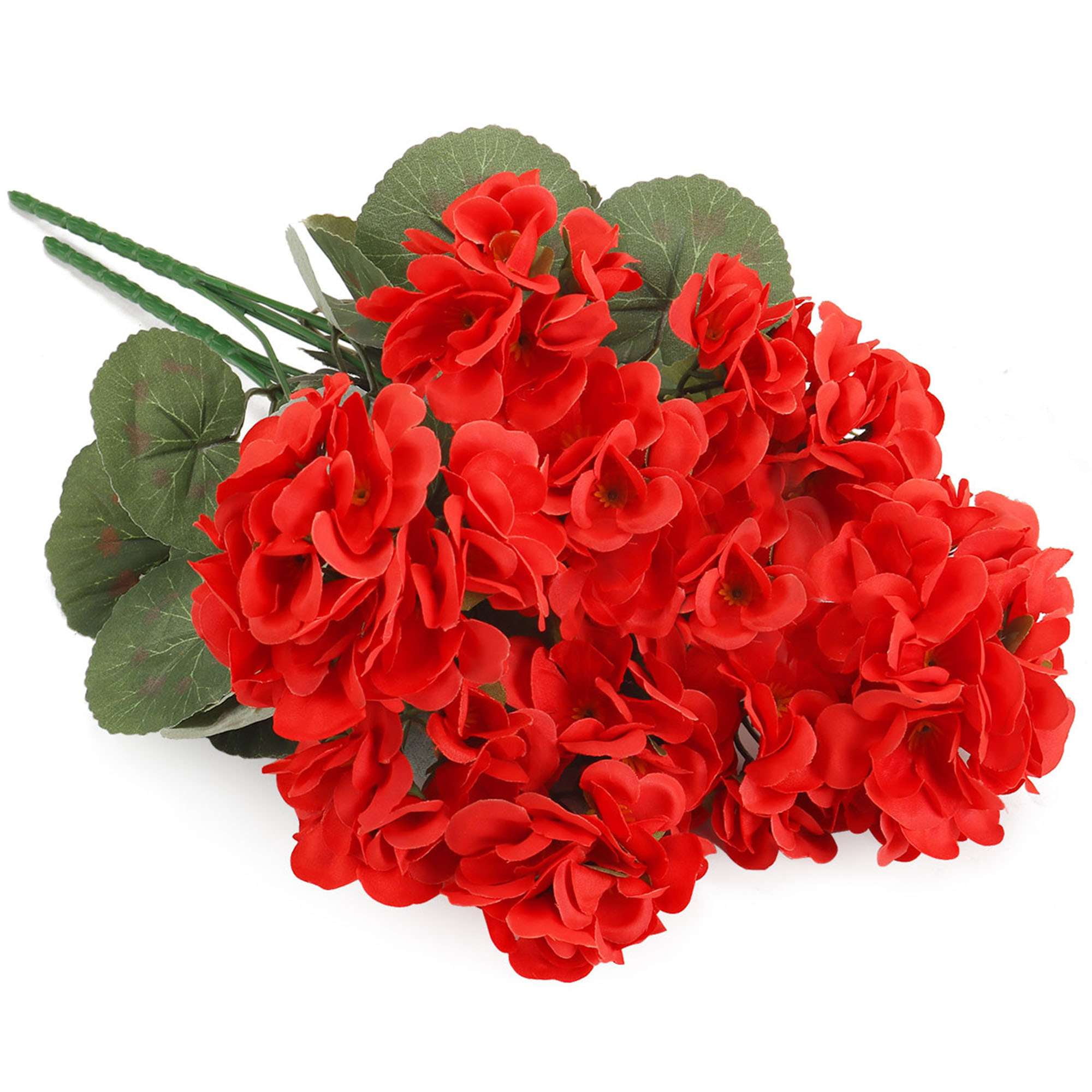 Spencer 2 Bouquet Artificial Geraniums Silk Flowers Leaf Faux Plants ...