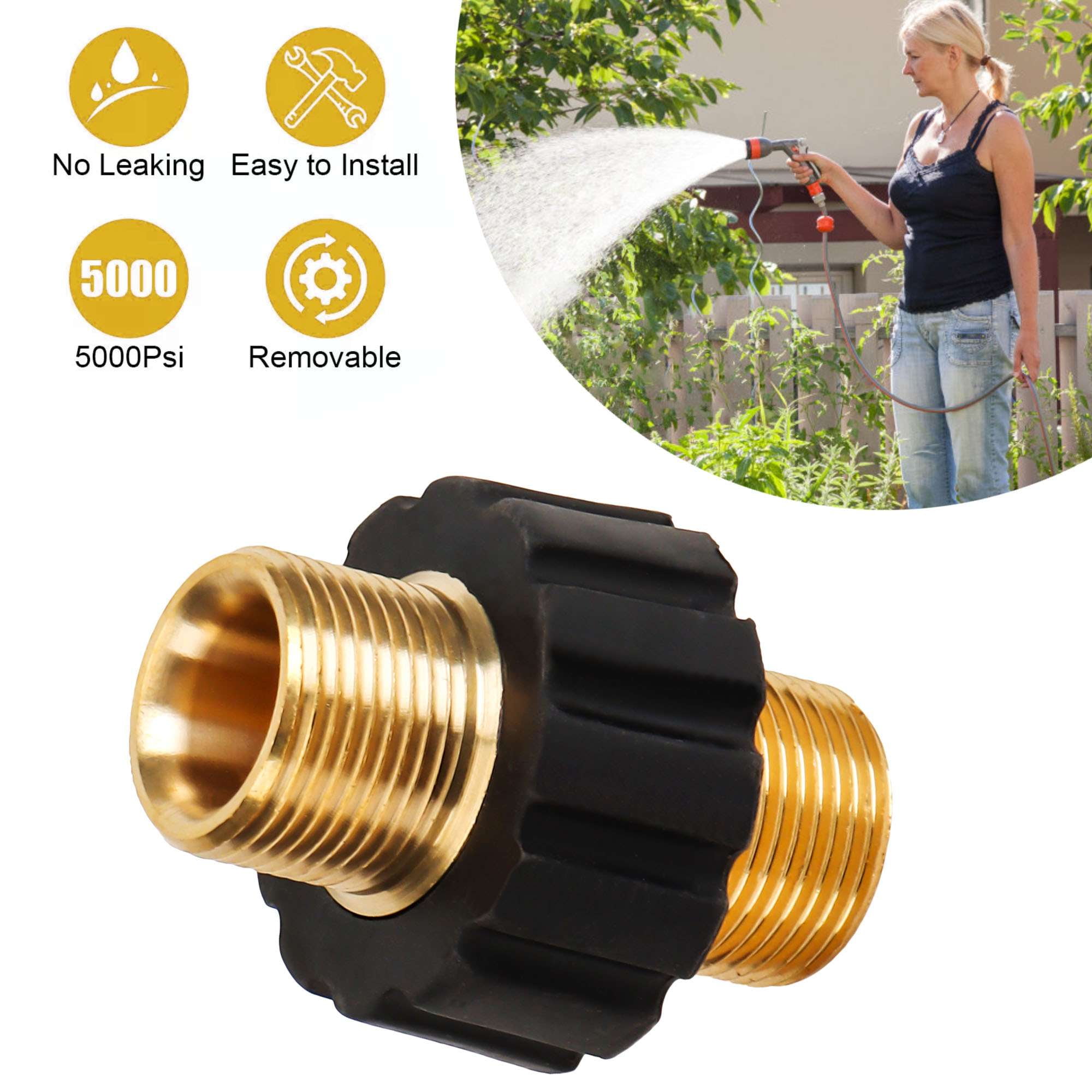 Spencer 2 Pack Brass Pressure Washer Hose Adapter, 5000 PSI Pressure ...