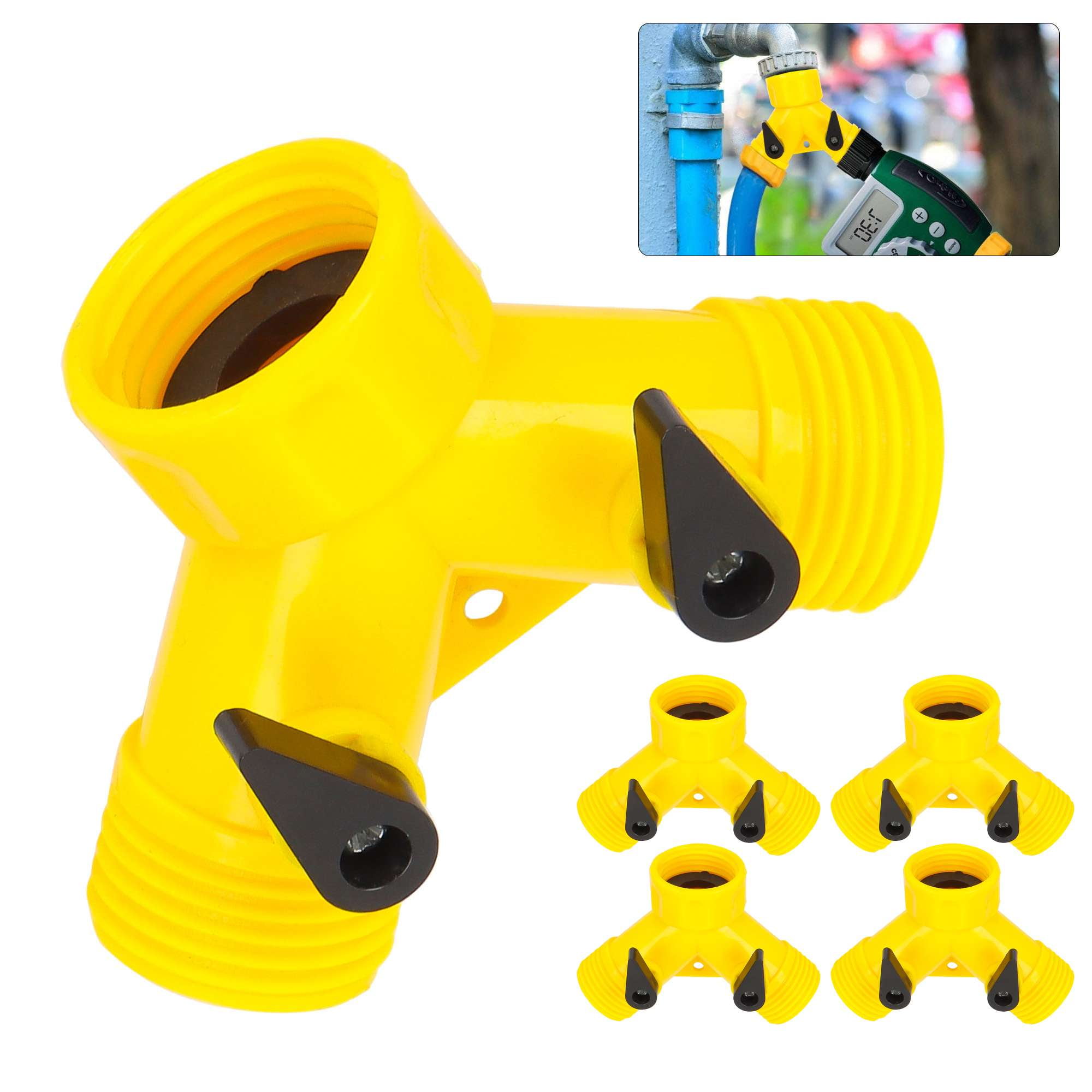 Spencer 2 Pack Garden Hose Splitter 2 Way, 3/4" Plastic Hose Connector Tap Splitter Y Splitter 2 ...