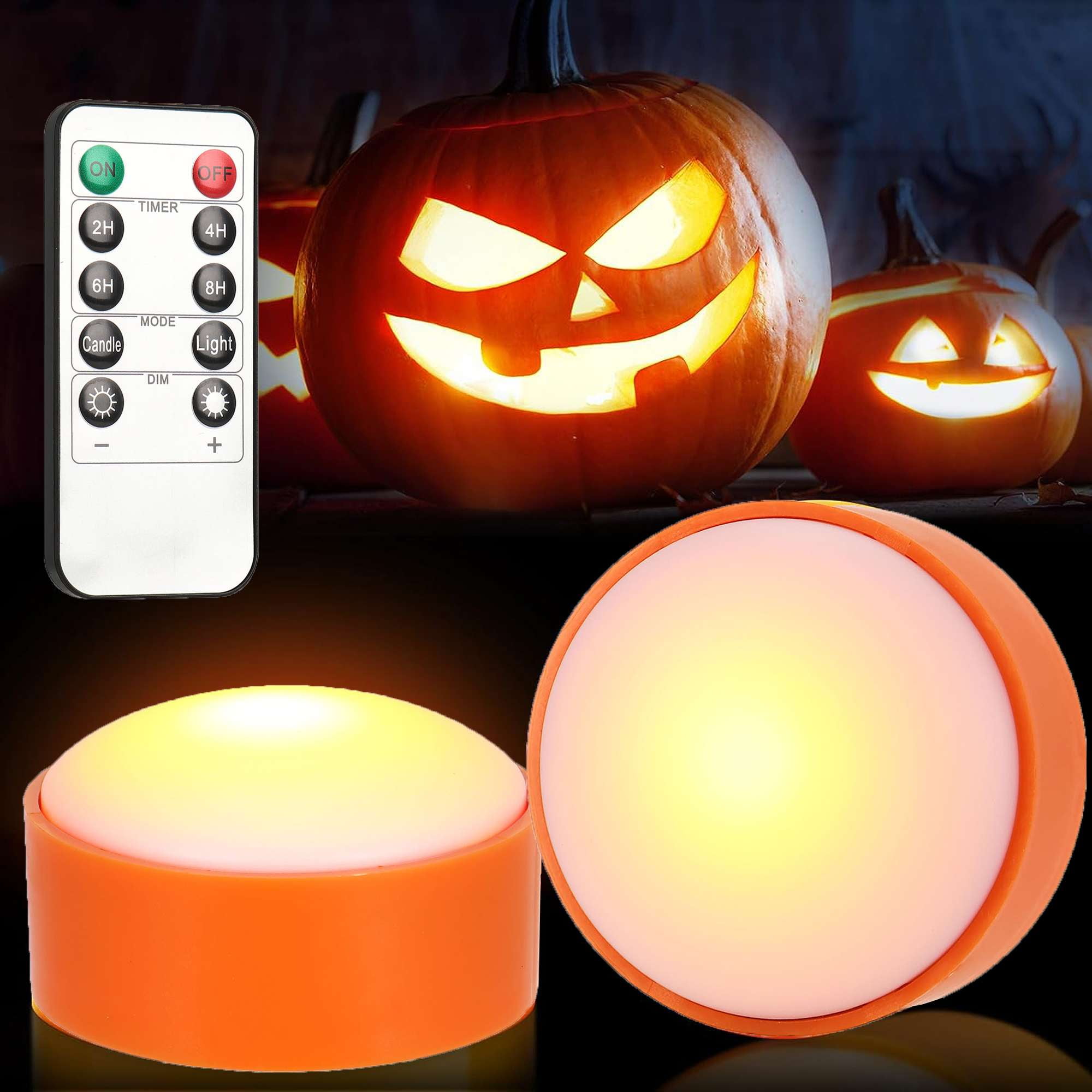 Spencer 2 Pack Halloween Pumpkin Lights with Remote/Timer Battery ...