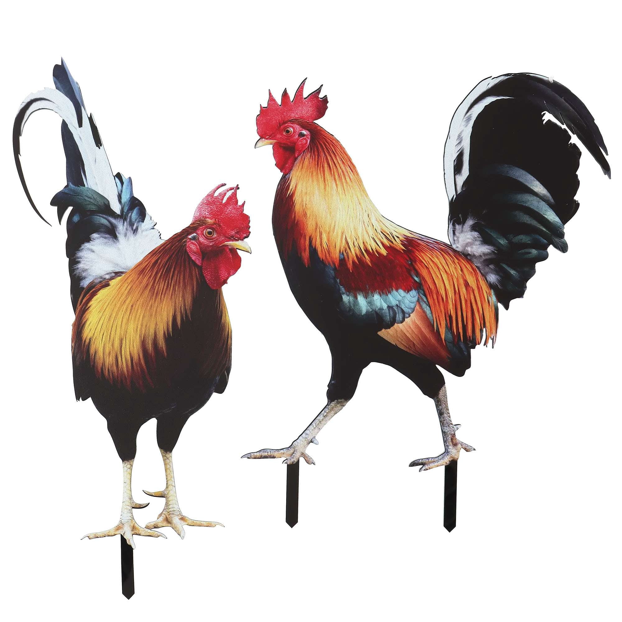 Spencer 2 Pack Rooster Statue Decor Acrylic Yard Chicken Decorations ...