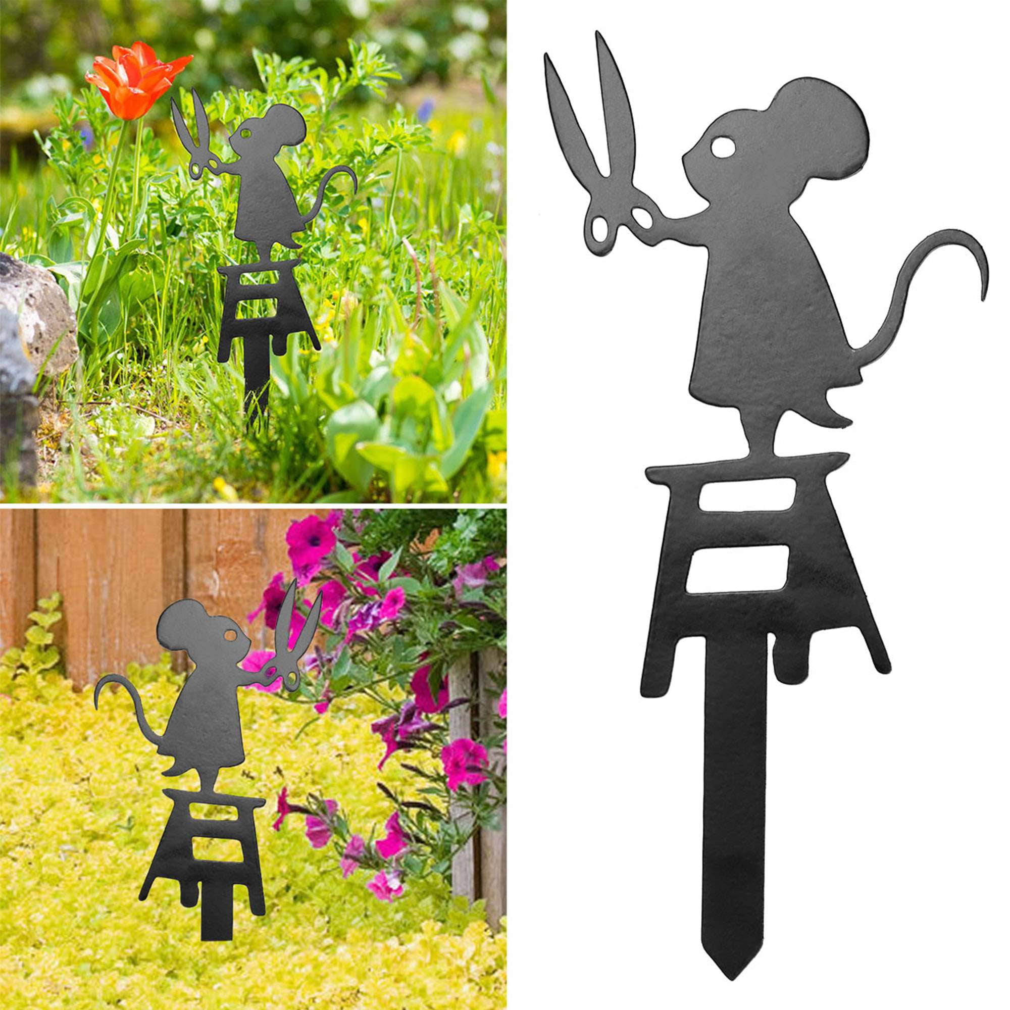 Spencer 2 Packs Mouse Metal Decorative Garden Stakes Silhouette Statues ...