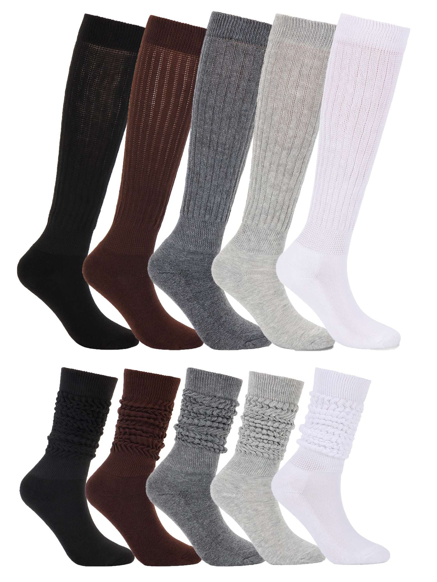 Spencer 2 Pairs Women's Slouch Socks Knit Extra Long Scrunch Knee High ...