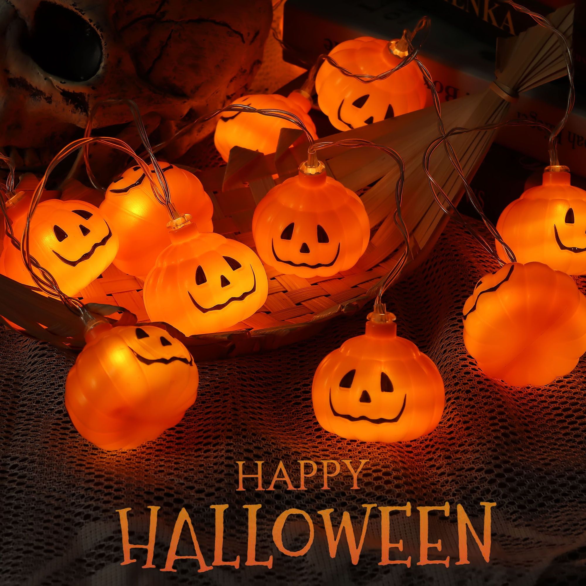 Spencer 20 LED Pumpkin Lights Halloween String Lights Festive ...