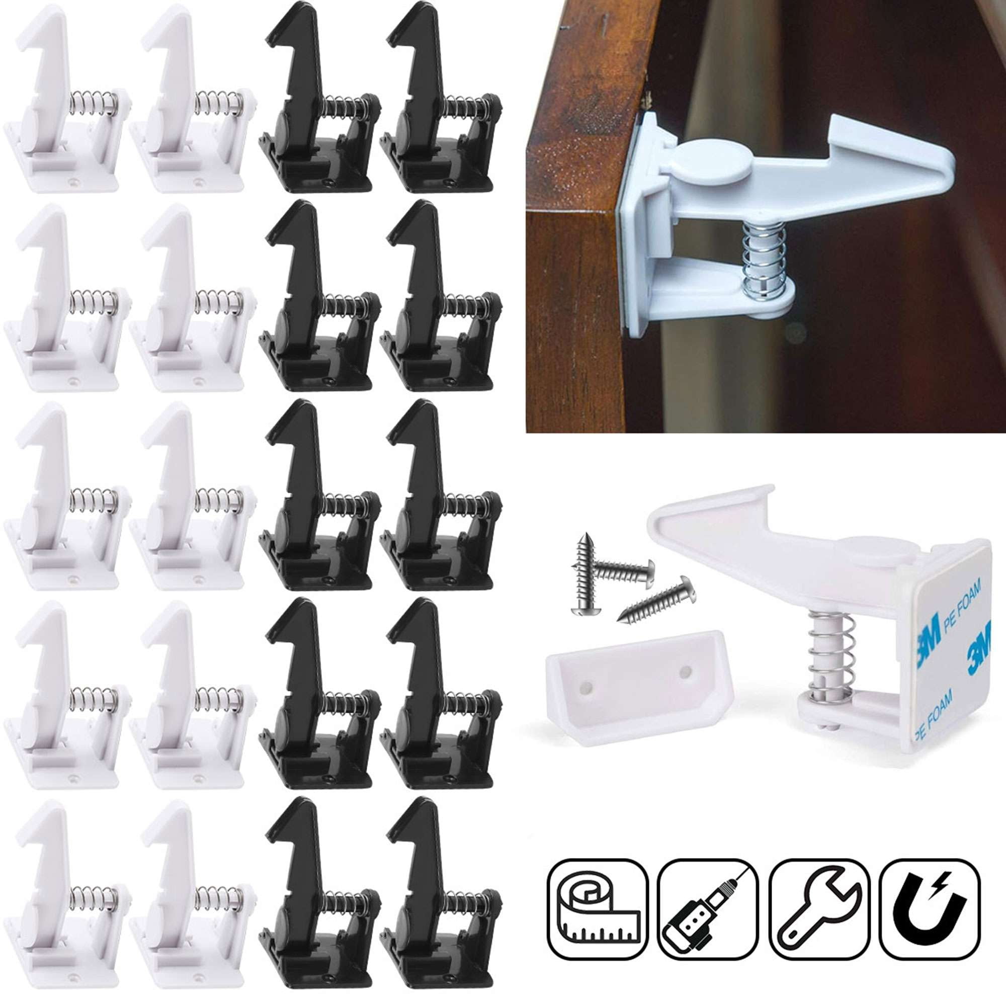 Spencer 20 Pack Universal Cabinet Locks Child Safety, Adhesive Child ...