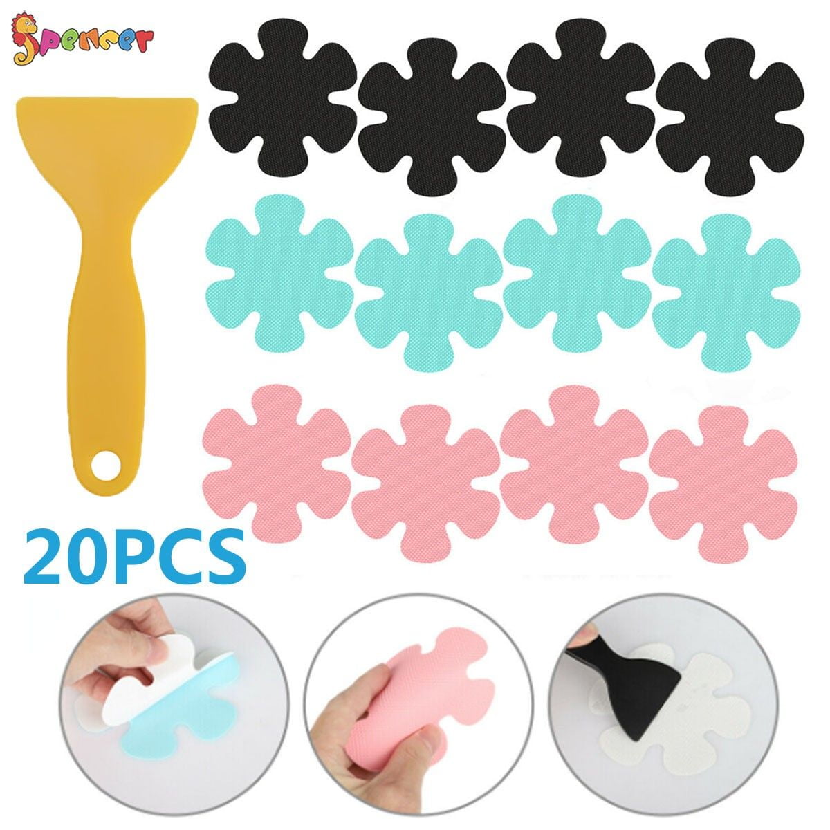 Spencer 20Pcs Non-Slip Bathtub Stickers Safety Shower Treads Adhesive ...