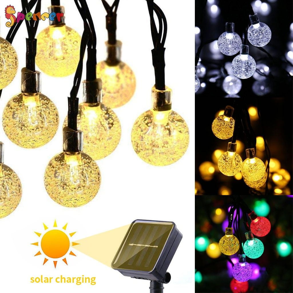 Spencer 21ft 30 LED Solar String Ball Lights Outdoor Waterproof Solar ...