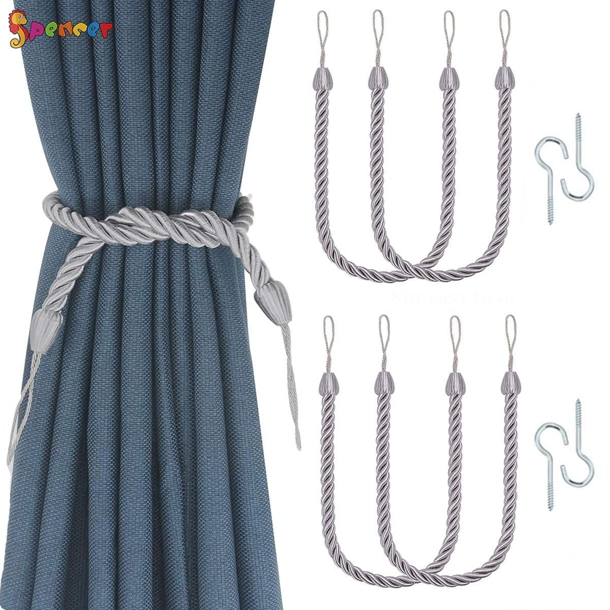 Spencer 2Pcs Braided Curtain Tiebacks, Rope Belt Curtain Tie Buckle ...