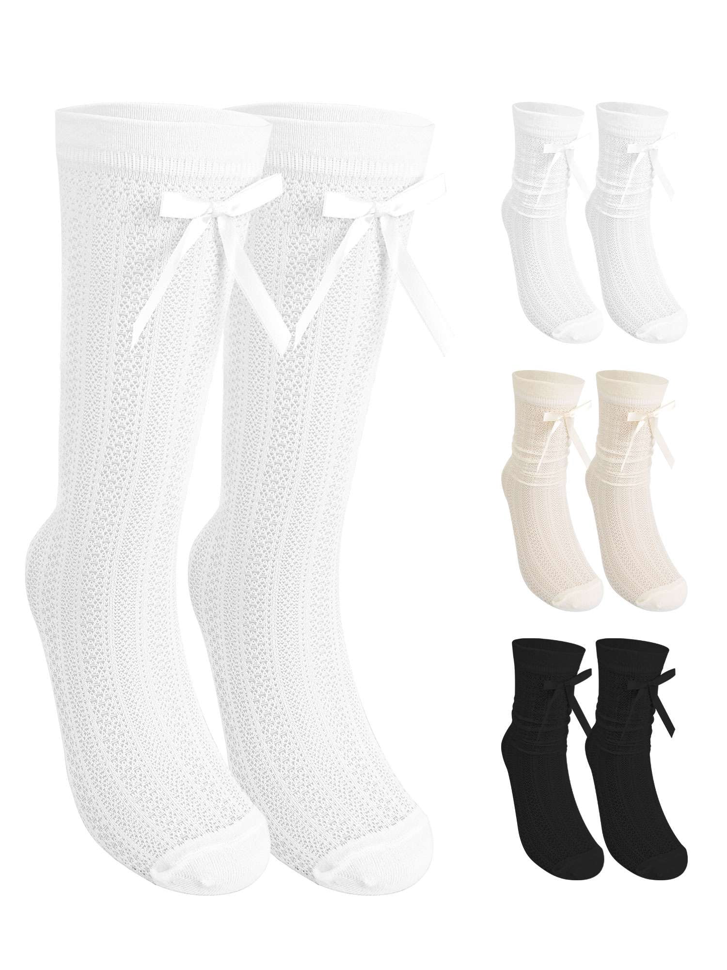 Spencer 3 Pack Women's Lace Socks Ruffle Ankle Socks Mesh Lace Crew ...