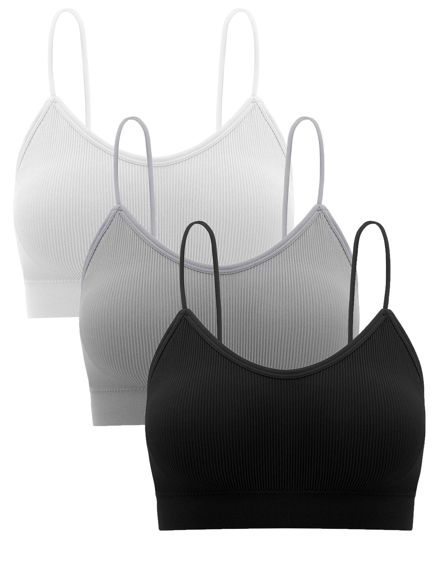 Spencer 3 Pieces Women V Neck Cami Bra Bralettes Padded Seamless ...