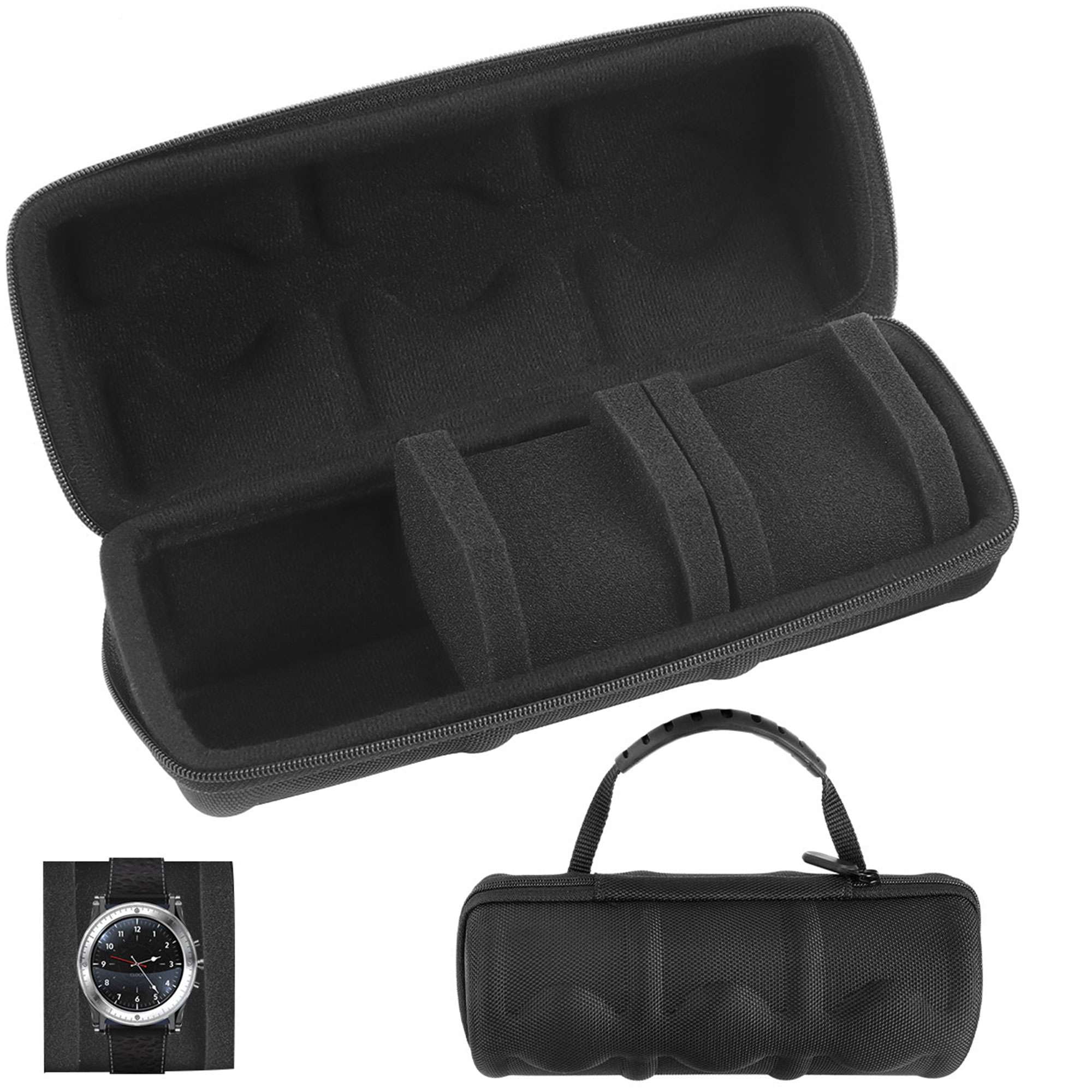 Spencer 3-Slot Watch Box Watch Travel Case for Men Women, Portable ...