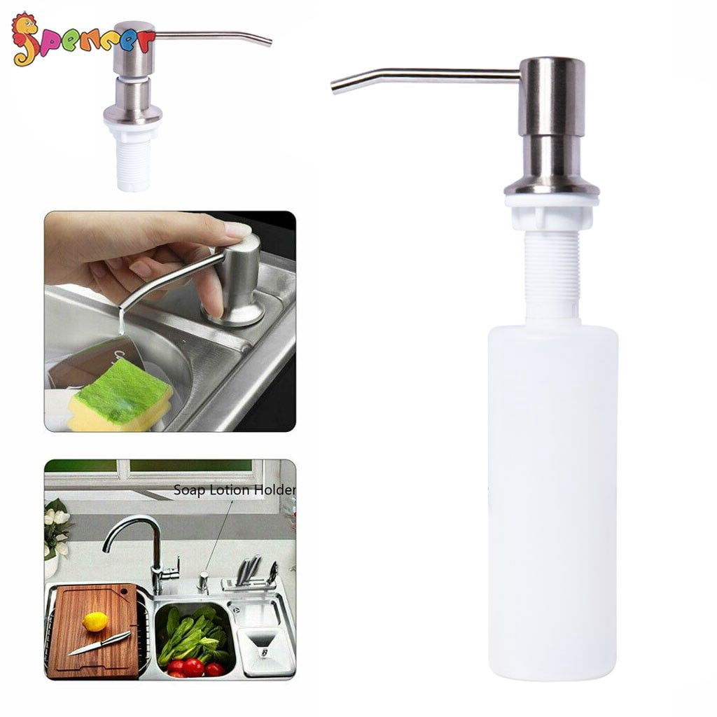 Spencer 300ML Sink Soap Dispenser Stainless Steel Kitchen Liquid Built ...