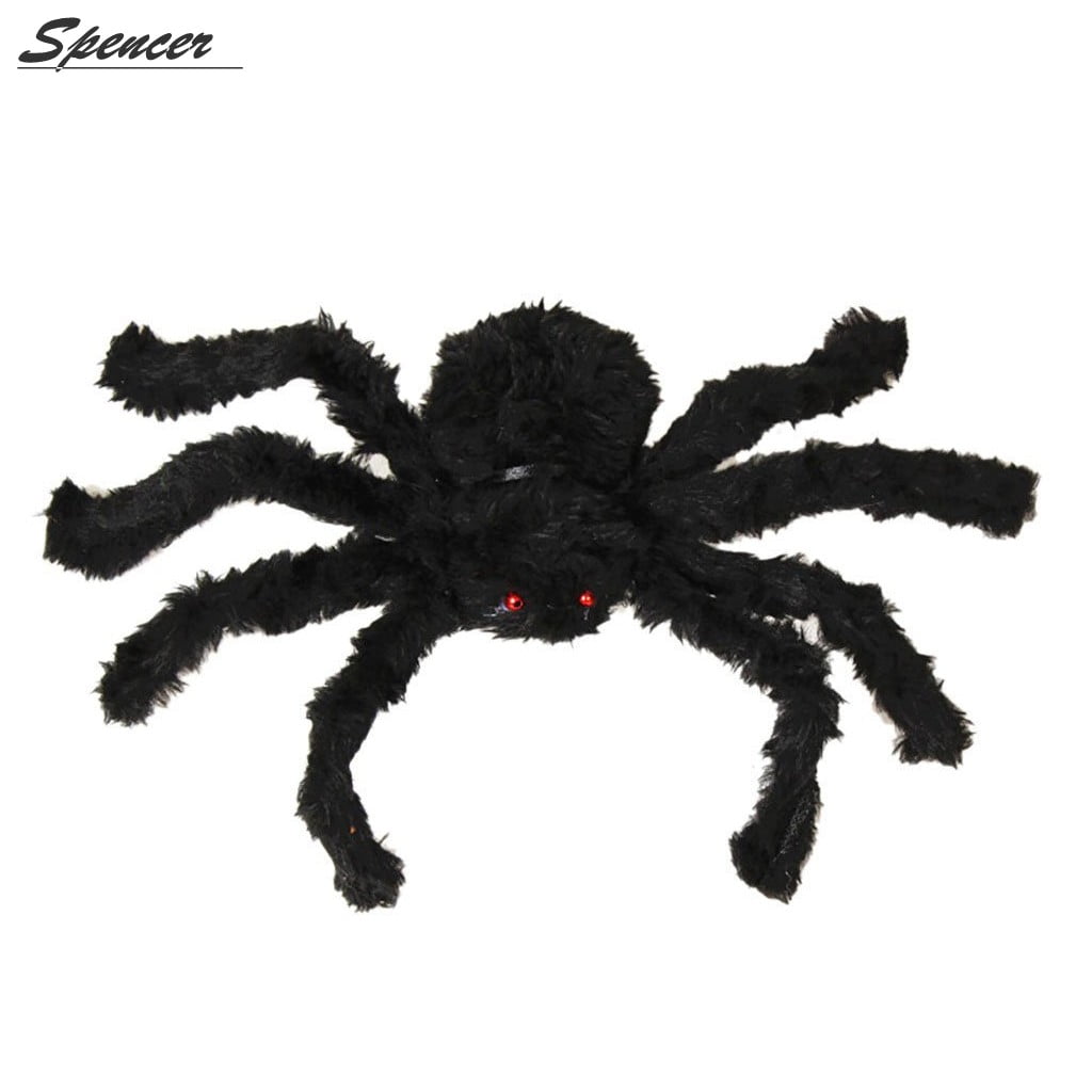 Spencer 30CM 12" Mini Plush Realistic Black Hairy Spider Haunted House ...