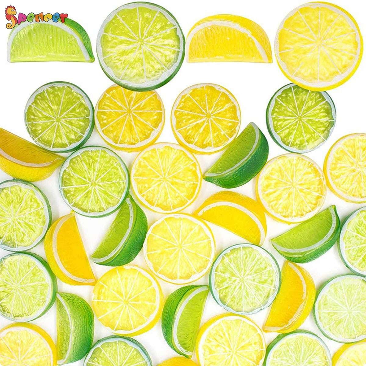 Spencer 30Pcs Fake Lemon Artificial Slices Blocks, 20Pcs Simulation ...