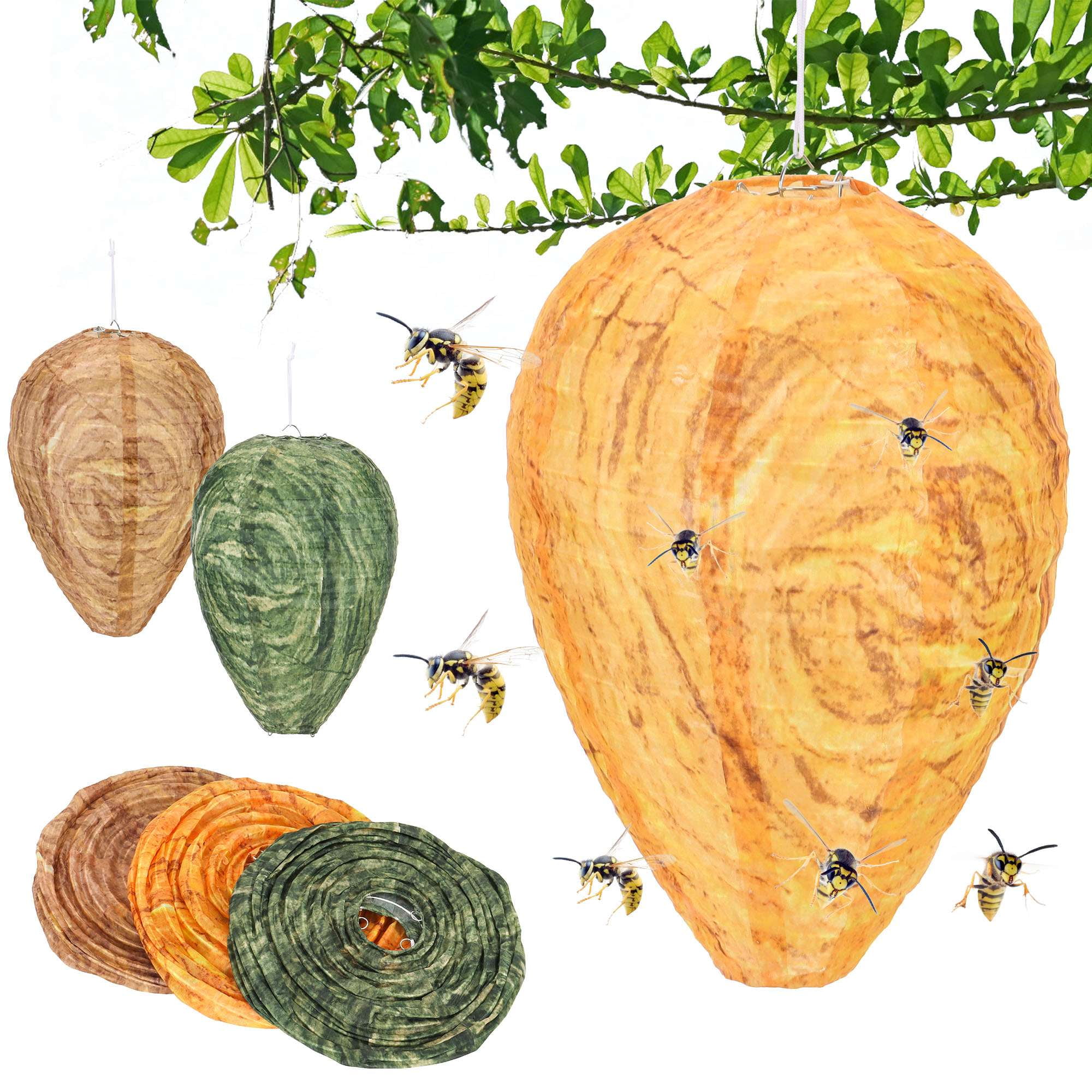 Spencer 3PCS Wasp Nest Decoy Hanging Hornet Deterrents Waterproof Cloth ...