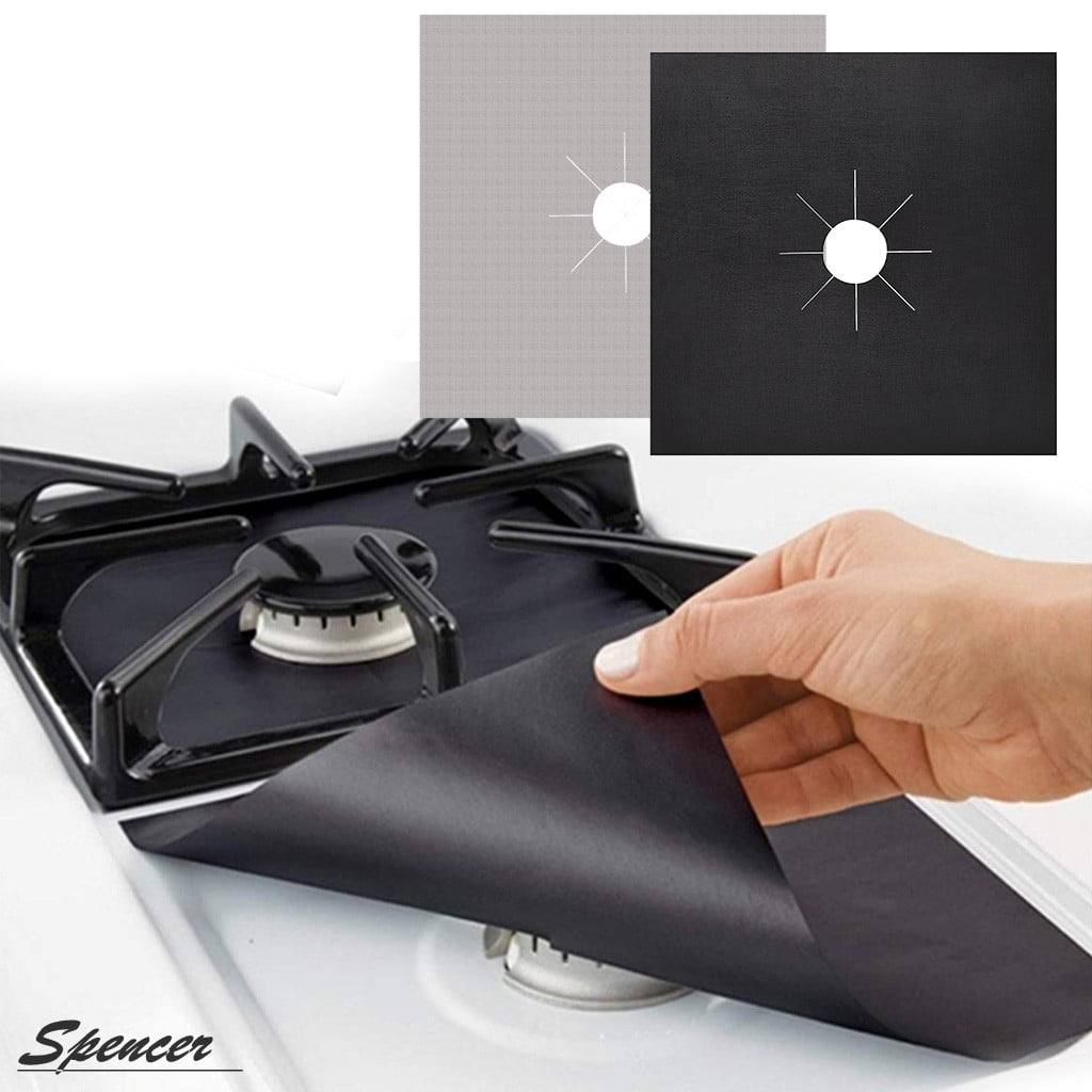 Spencer 4 Pack 10.6" Gas Range Protectors Reusable Non-stick Stove top ...