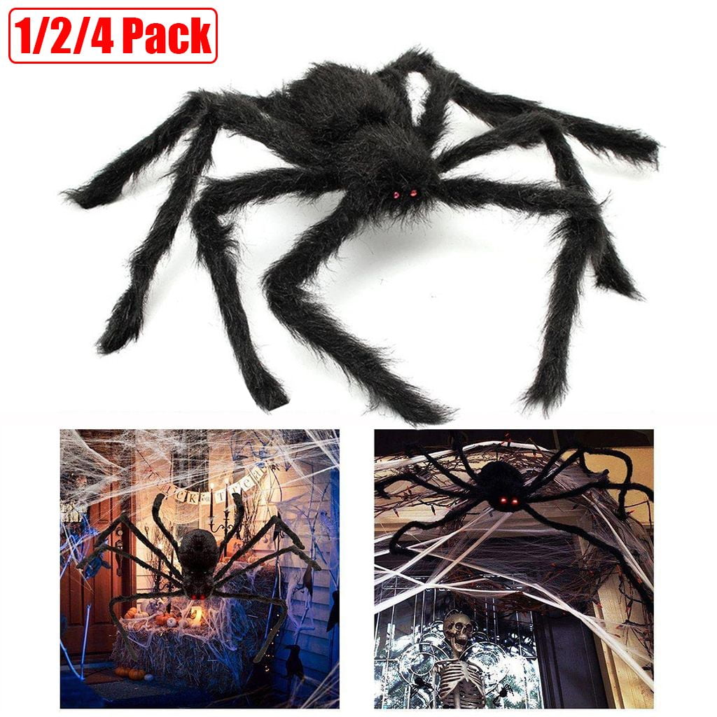 Spencer 4 Pack 50 Inch Giant Halloween Spider Decorations Large Fake ...