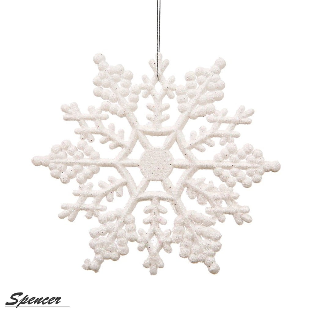 Spencer 36 Pack 4 inch White Glitter Plastic Snowflake Christmas Tree ...