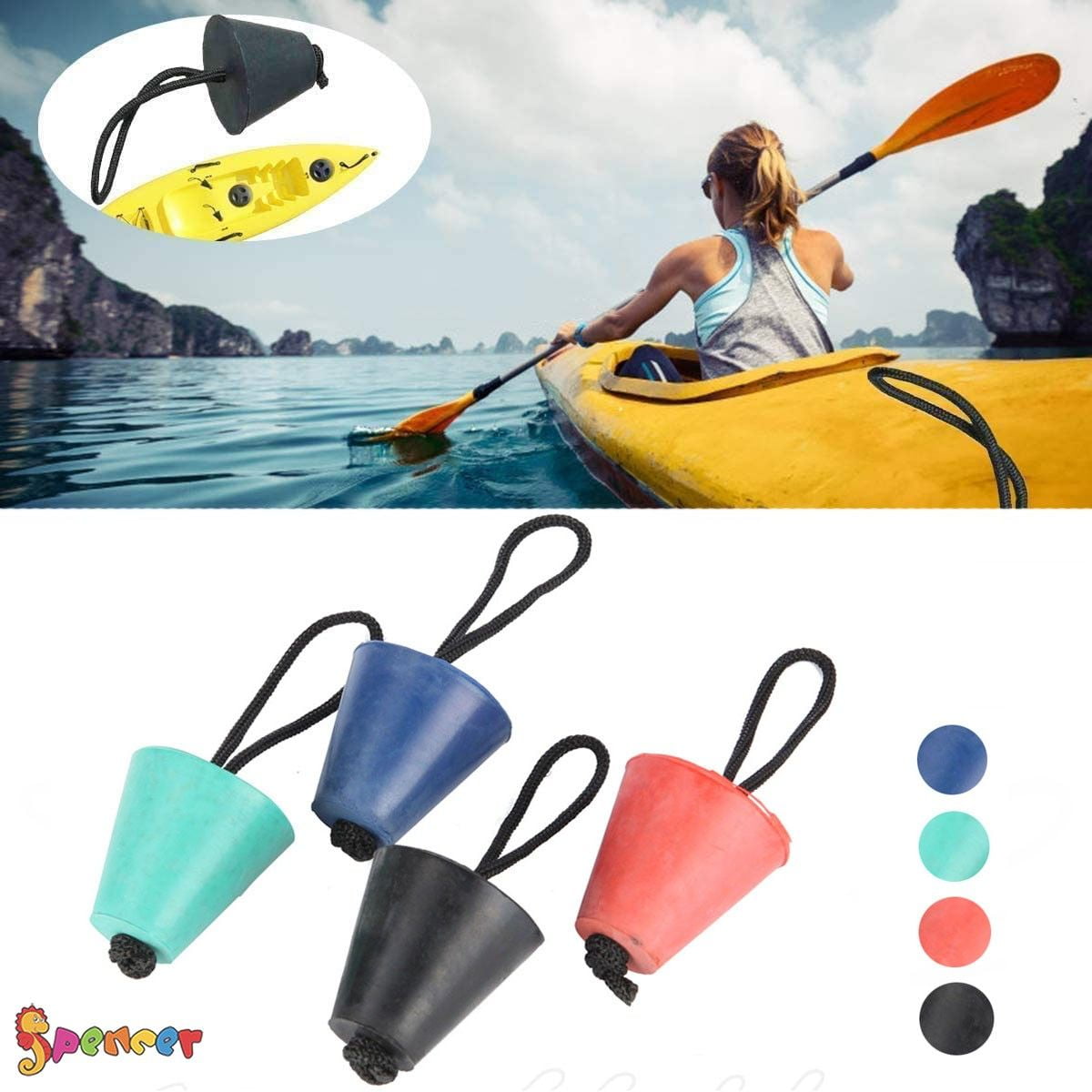 Spencer 4Pcs Universal Boat Kayak Scupper Plug Kit Silicone Canoe Drain ...