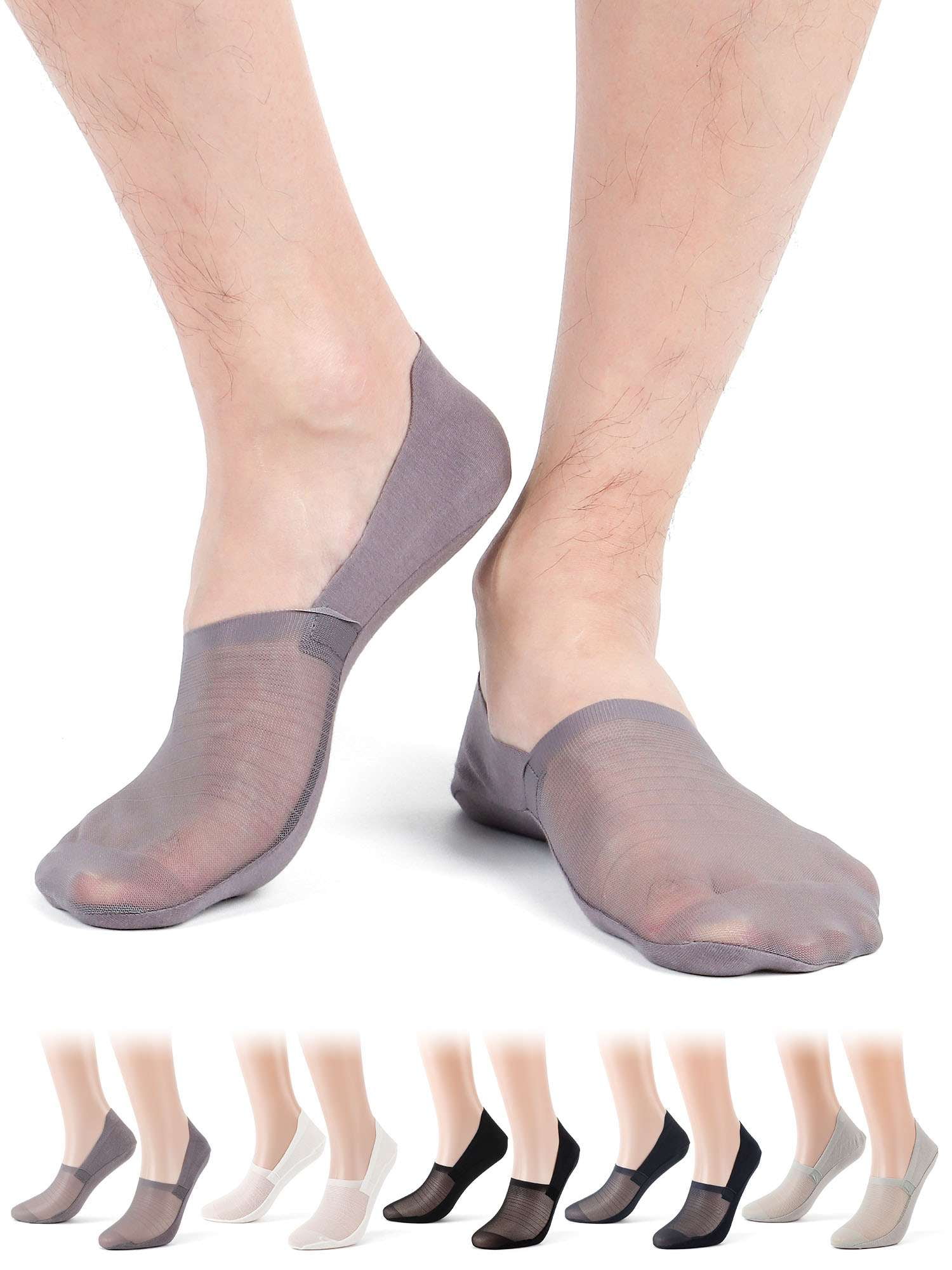 Spencer 5 Pack No Show Socks for Men and Women, Non Slip Low Cut Socks ...