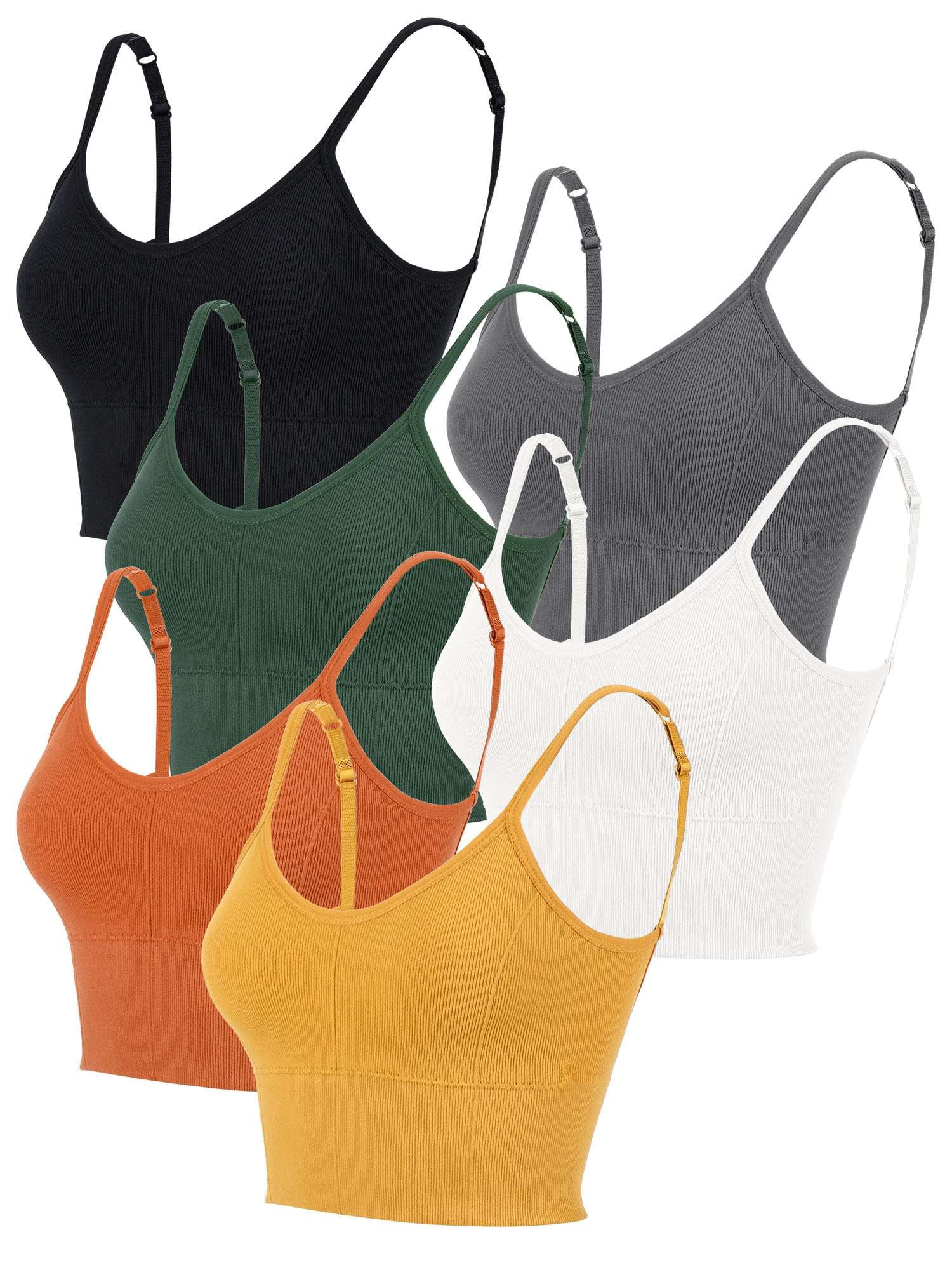 Spencer 6 Pack Women's Cami Bra Padded Bralettes Seamless Sports Bra ...