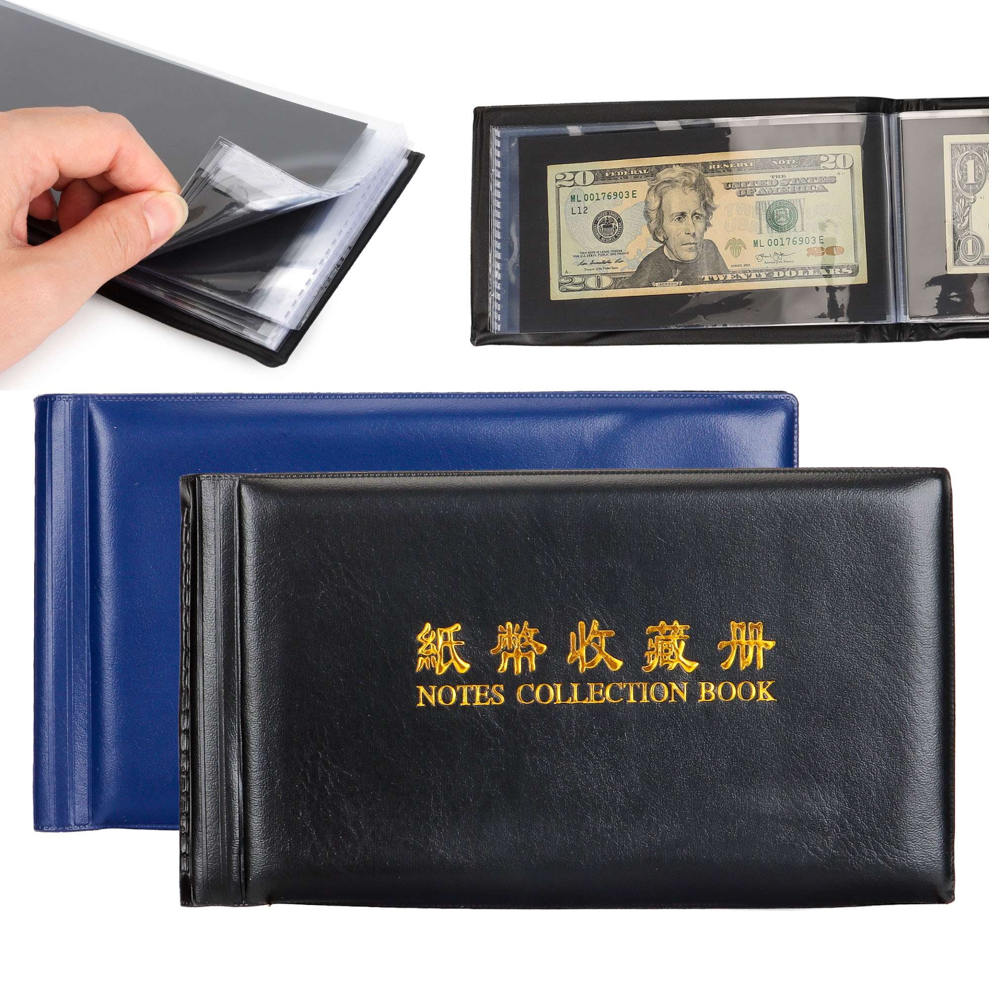 Spencer 60 Pockets Banknote Currency Collecting Album, 30 Sheets Clear ...