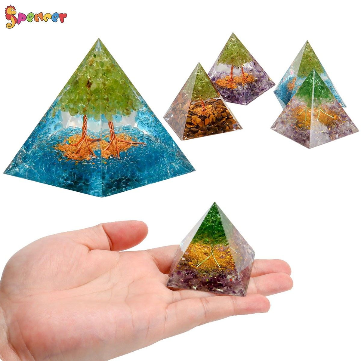 Spencer 7 Chakra Orgone Pyramid Crystal - Natural Quartz Positive ...