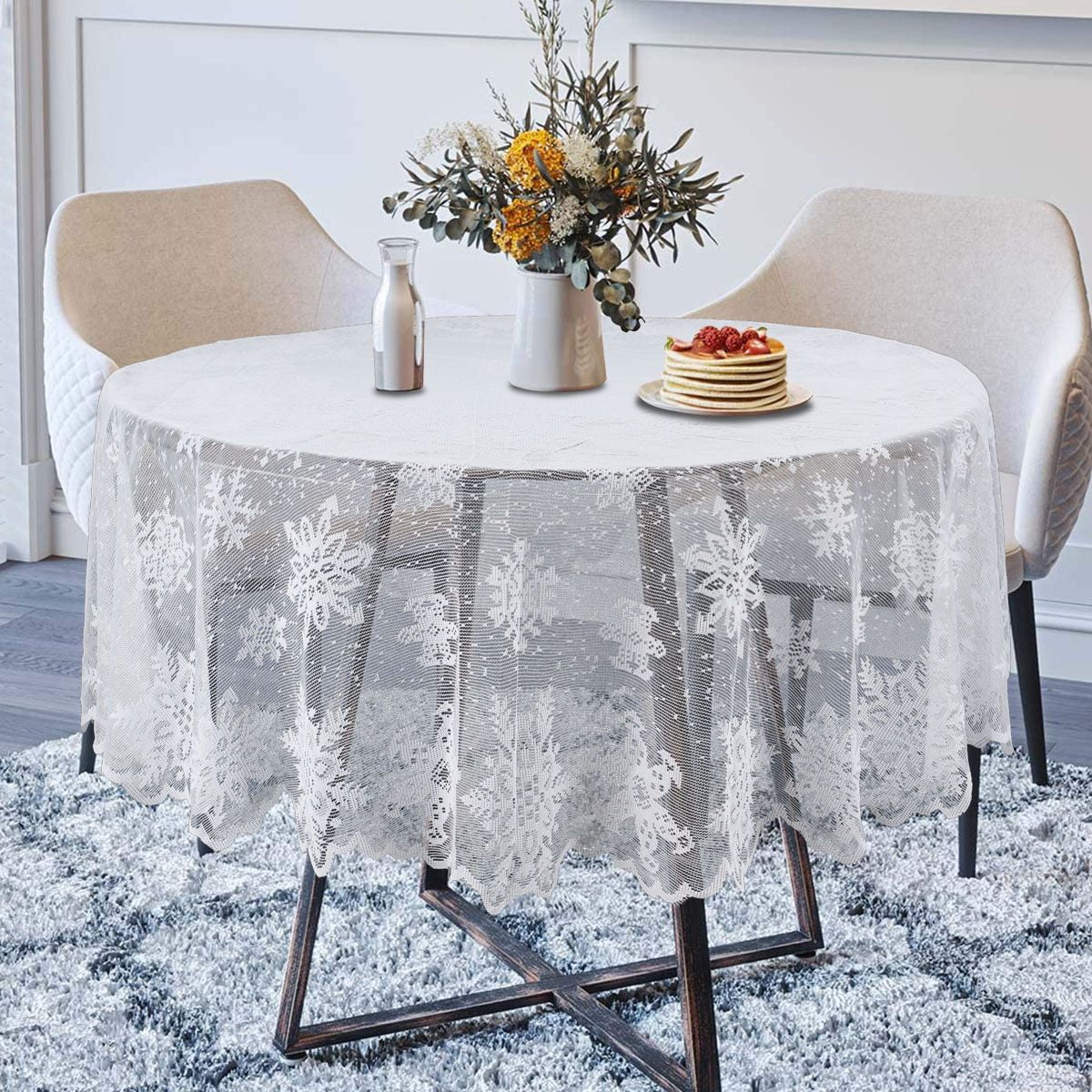 Spencer 70 Inch White Lace Tablecloth Vintage Christmas Table Cloth ...