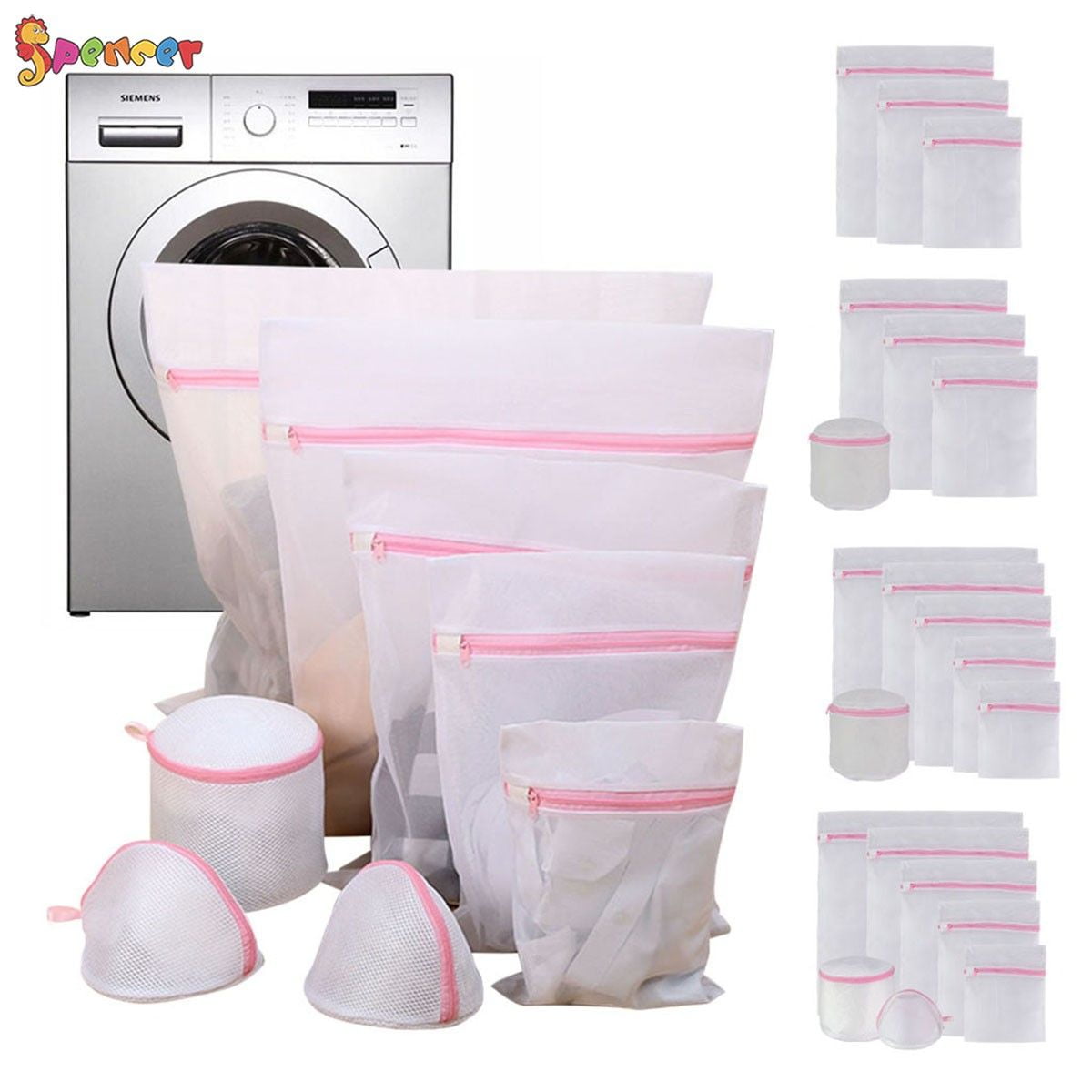 Spencer 7Pcs/Set Mesh Laundry Bags with Zip Lock Travel Storage ...