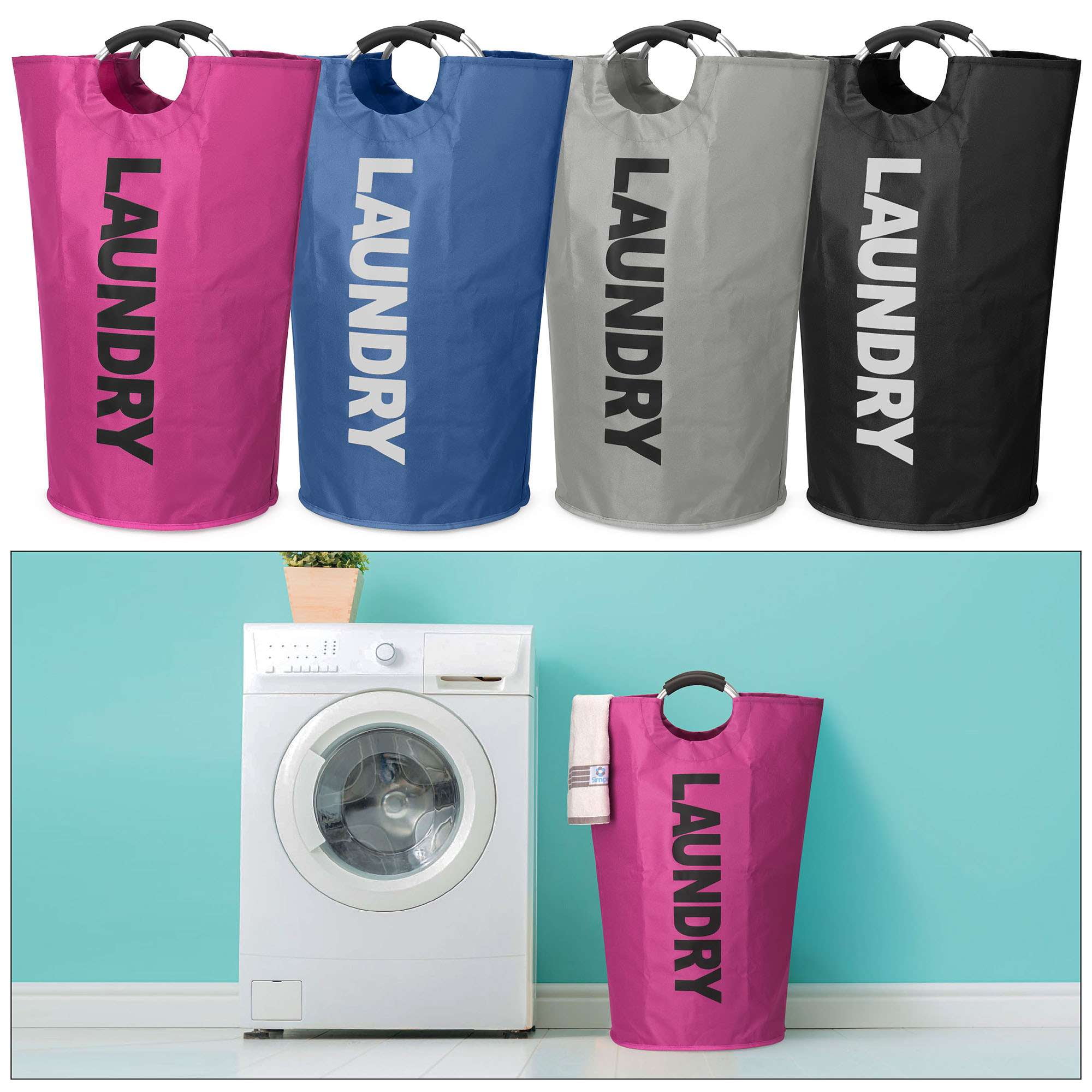 Spencer 90L Large Laundry Basket Waterproof Laundry Bag Foldable ...