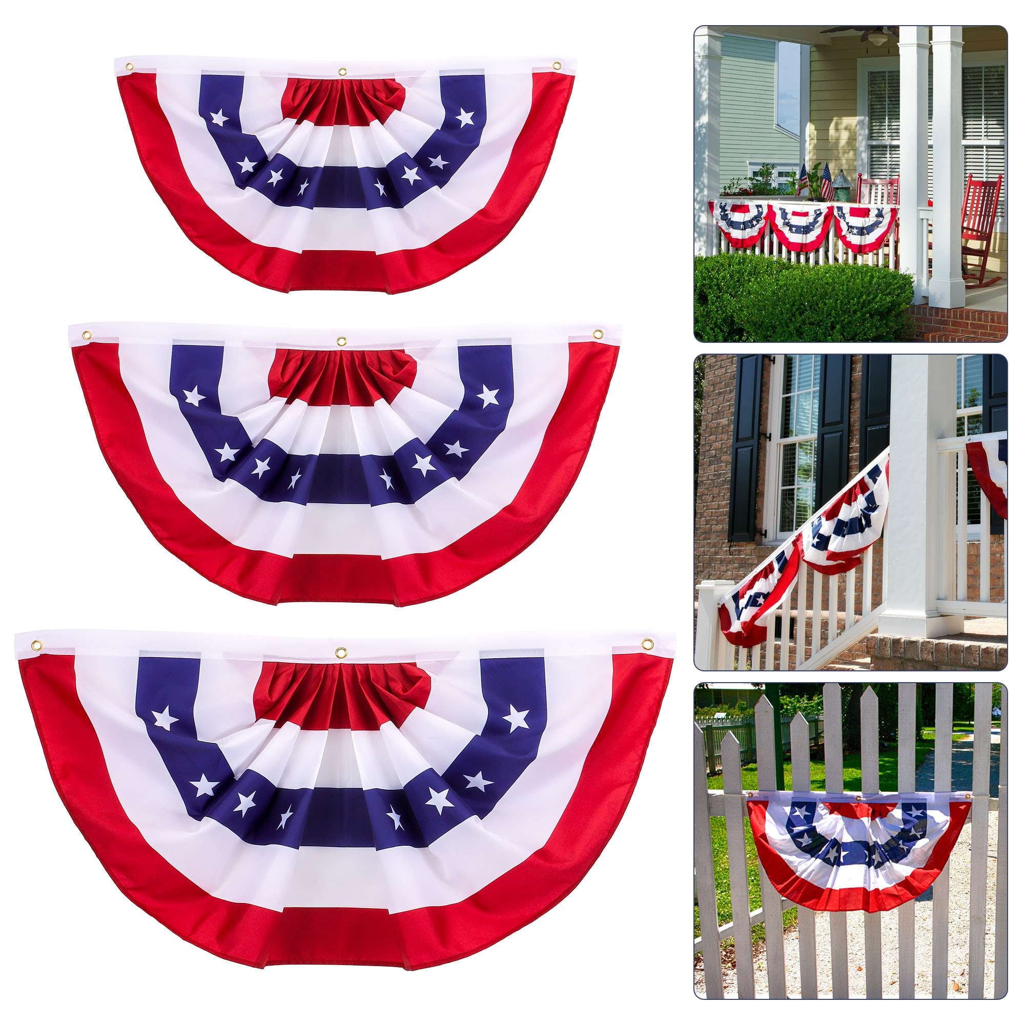 Spencer American Flags Bunting 1.5 x 3 Ft, 4th of July Decor Outdoor ...